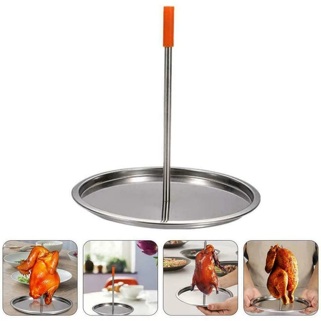 STEEL VERTICAL SKEWER Barbecue Spike Poultry Hanger Meat Roast Spi Hot ...