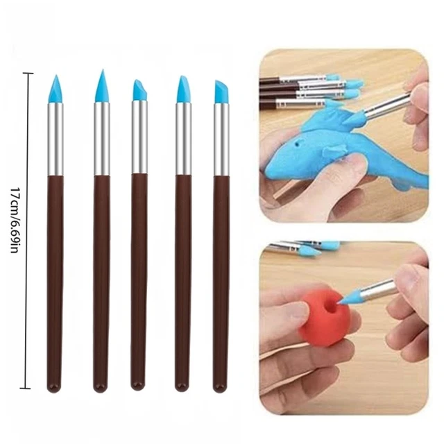 5PCS SILICONE CLAY Sculpting Tool Drawing Styling Dot Tool for Pottery ...
