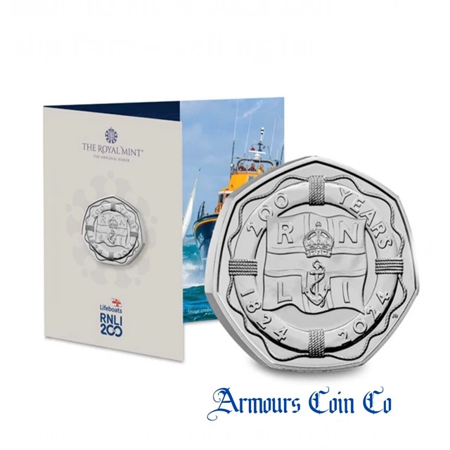 2024 RNLI LIFEBOAT 200th Anniversary BU 50p Royal Mint Packaged Coin £ ...