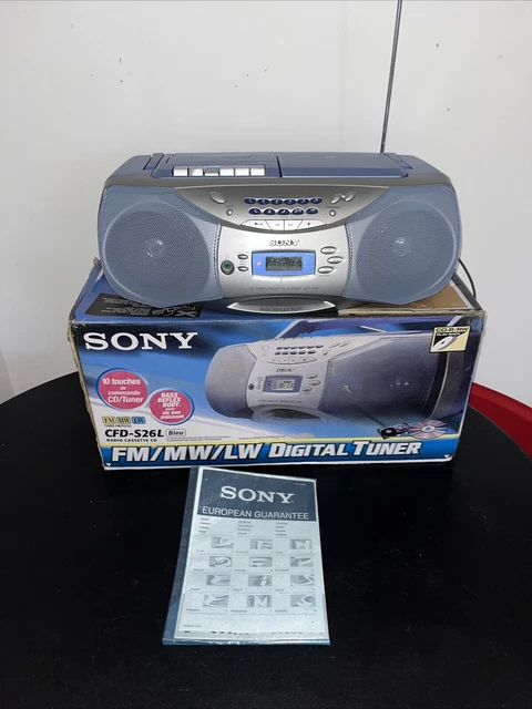 SONY CFD-S26L PORTABLE CD Radio Cassette Player Boombox Silver Grey ...
