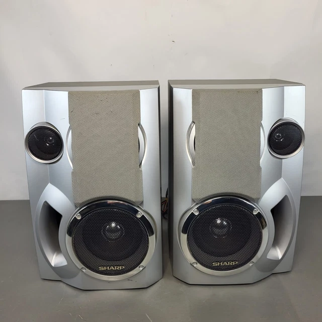 PAIR OF SHARP Speakers 80W 8ohm CP-BA1700H Speaker System Silver Tested ...