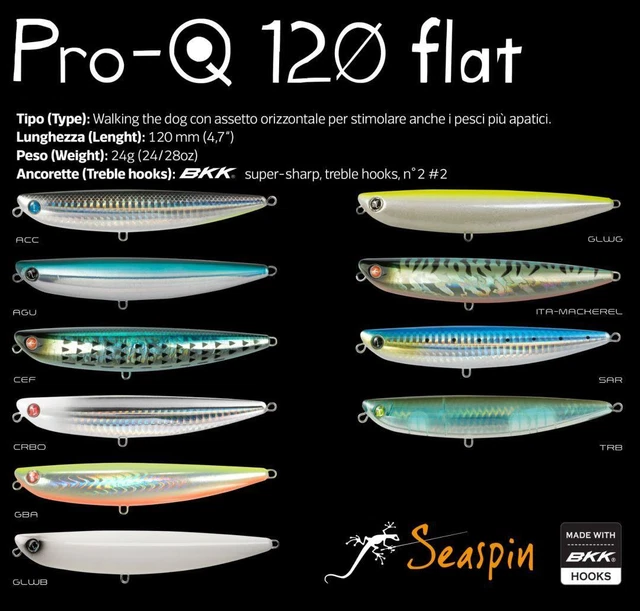 SEASPIN PRO Q 120 Plat Artificiel Pêche Spinning Wtd BAR Appât Popper Pro-Q EUR 18,49 - PicClick FR