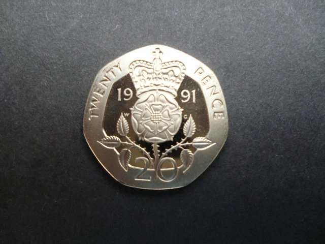 1991 QUEEN ELIZABETH 2Nd Proof 20P Coin Cupro Nickel Twenty Pence Piece ...