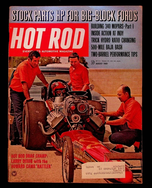 VINTAGE HOT ROD Car Magazine August 1969 Drag Racing Larry Dixon Ford Baja Mopar £11.78 ...