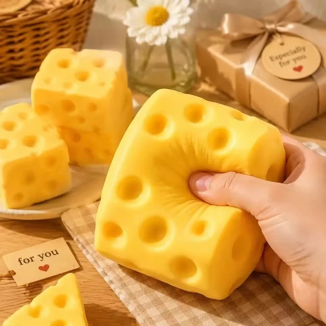 SQUEEZE CHEESE BLOCK Large Squishy Sensory Fidget Stress Novelty Toy. £ ...