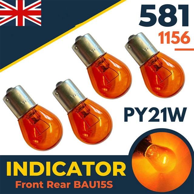 581 BAU15S PY21W Amber Orange Indicator Light Bulb Rear 1156 Front Turn ...