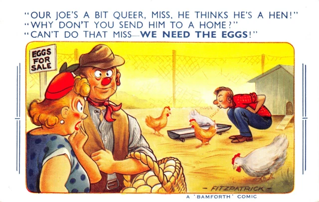 BAMFORTH BROWN TRIANGLE Comic Postcard Fitzpatrick 1626 Chickens Good+ ...
