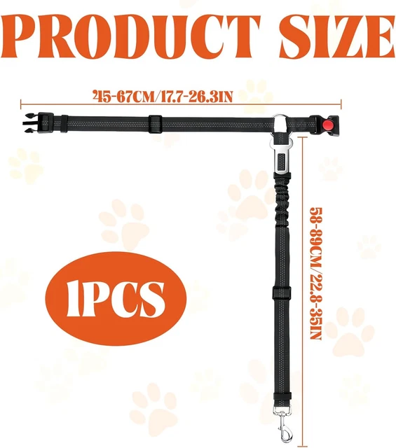 DOG CAR SEAT Belt, 1 Pcs Dog Seatbelt, 2 in 1 Dog Car Harness with Anti ...