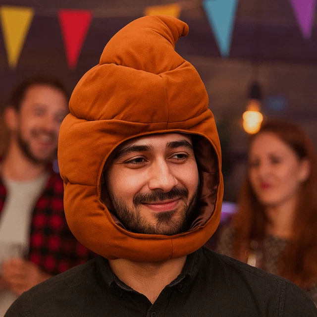 SOFT POOP HEAD Cover Oddball Shape Plush Headwear Funny Quirky Hat ...