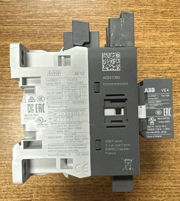 ABB AF12-30-22-13 REVERSING Contactor 3P 11A 100-250Vac/Dc **New In Box ...