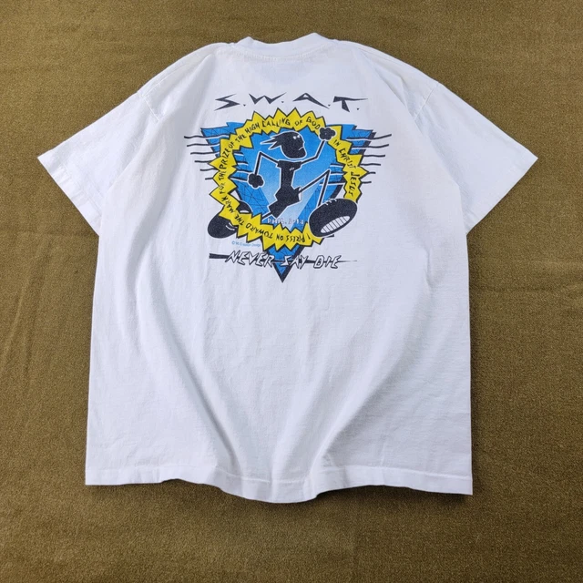 VINTAGE 1990S SWAT Jesus Christ Never Say Die White T-shirt Sz XL $20. ...