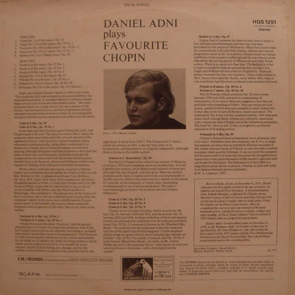 DANIEL ADNI - Daniel Adni joue Chopin préféré (LP) EUR 19,64 - PicClick FR