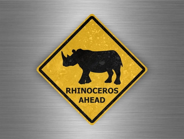 STICKER DECAL WARNING car fridge road sign warning rhinoceros $7.40 ...