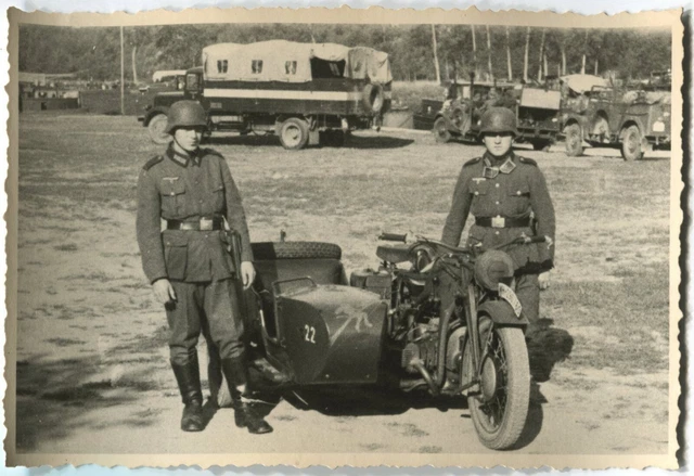 GERMAN WWII PHOTO: Wehrmacht Soldiers & Motorcycle With Sidecar £7.40 ...