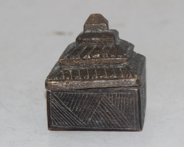 ANTIQUE OLD WOODEN Temple Shape Handcrafted KumKum Powder Box ...