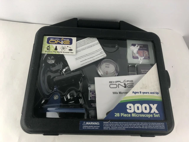 EXPLORE ONE 900X 28 Piece Microscope Set Microscope Slides Specimen ...