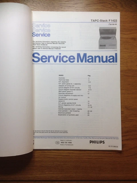 PHILIPS TAPC-STACK F1422 Stereo Stack Music Centre Vintage Service ...