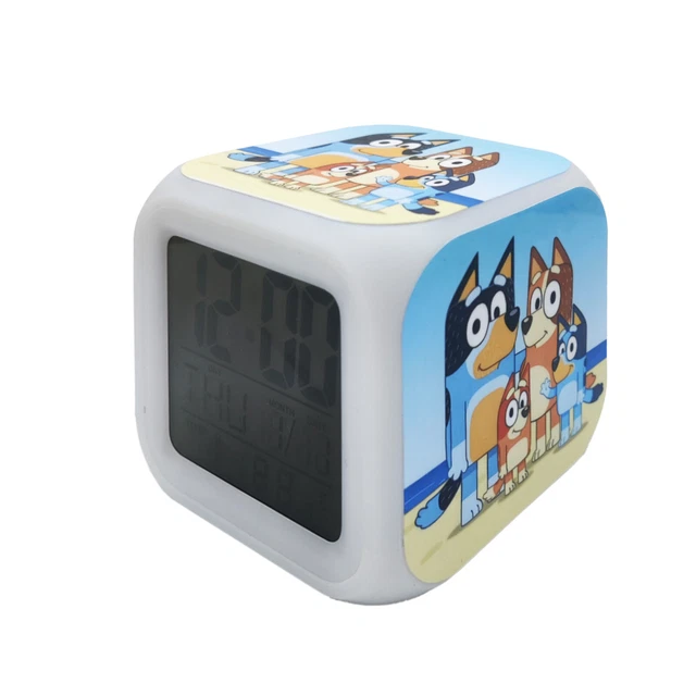 BLUEY DOG BLUEY Family 7 Color Changing Night Light Digital Alarm Clock ...