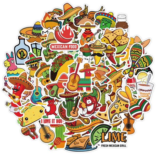 MEXICAN STYLE FOOD Stickers For Car Laptop Guitar Skateboard Diary ...