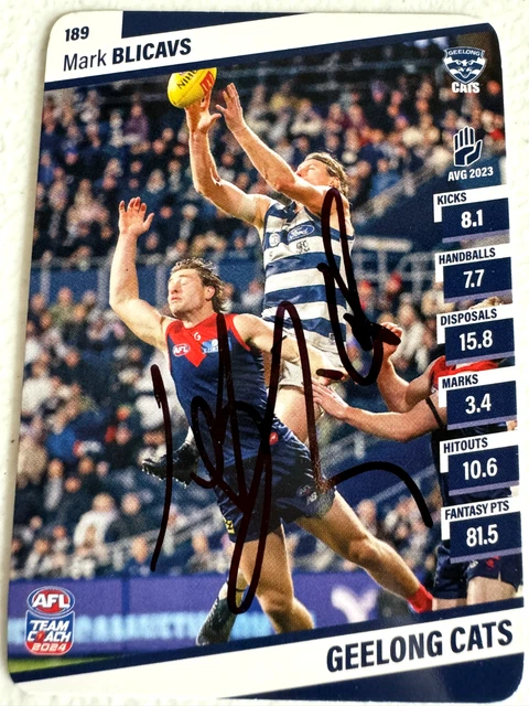 MARK BLICAVS**HAND-SIGNED** GEELONG Cats 2024 Teamcoach Card $15.00 ...