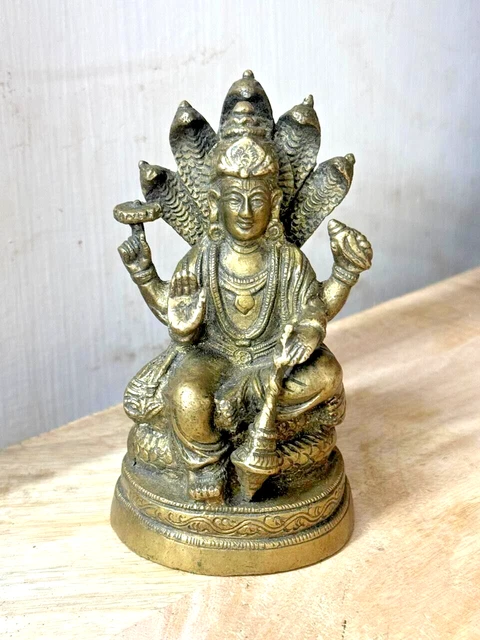 ANTIK MESSING HINDU Religiös Lord Vishnu Statue Original Alte Fein ...