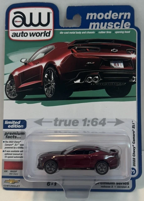 AUTO WORLD 2022 CHEVY CAMARO ZL1 Wild Cherry Modern Muscle 1:64 EUR 13 ...