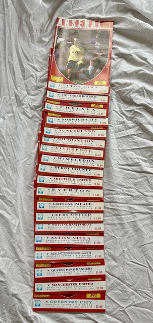ARSENAL 1990/91 HOME Matchday Programmes Set of 24 (Near Complete) All ...