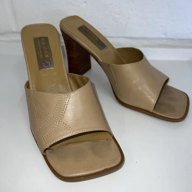 BRONX BEIGE PEPTO Square front leather mules size 37 £52.68 - PicClick UK