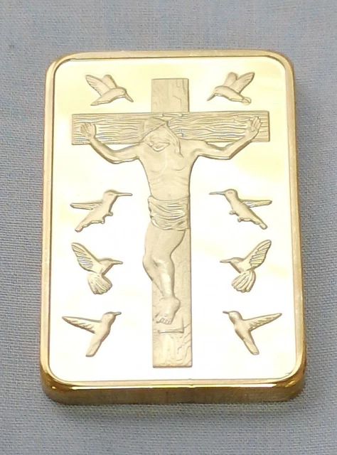 JESUS CHRIST 10 Commandments Gold Bar Crucifix Easter Birds Prayer Good ...