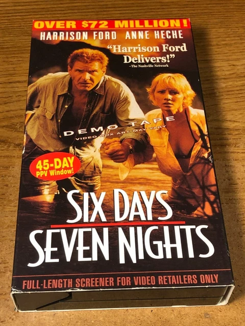 SIX DAYS SEVEN Nights Screener VHS Demo Tape Movie Used Harrison Ford ...