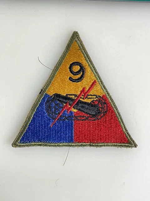 WWII US ARMY 9TH ARMORED TANK CORPS DIVISION PATCH – GREENBACK OD ...