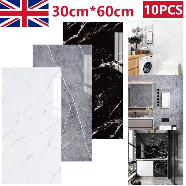 10X KITCHEN BATHROOM PVC Wall Tile Stickers Marble Self-Adhesive ...