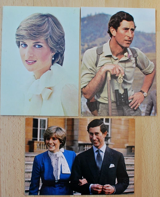 THREE POSTCARDS OF Lady Diana Spencer and King Charles III from 1980s ...