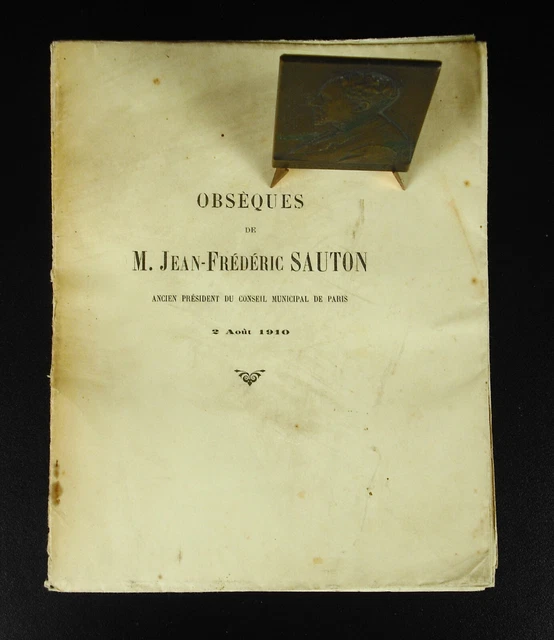 MÉDAILLE LIVRET D'OSÈQUE Frédéric Sauton 1910 Paris Sénateur Louis Lépine Bellan EUR 250,00 ...