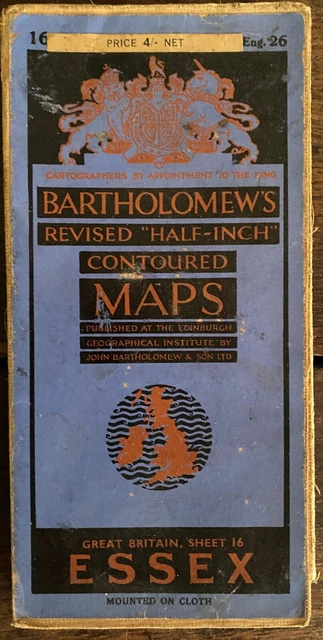 BARTHOLOMEW'S REVISED HALF-INCH map, Essex Sheet 16 £5.00 - PicClick UK
