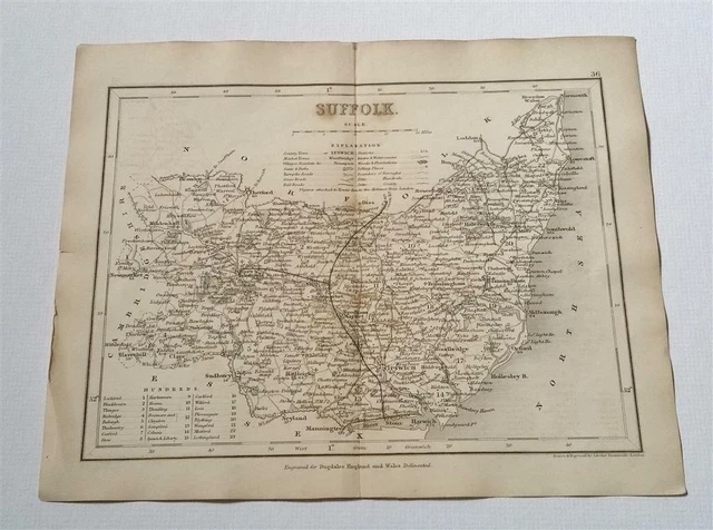 ARCHER SUFFOLK COUNTY Map (Dugdale's England & Wales 1845) EUR 18,42 ...