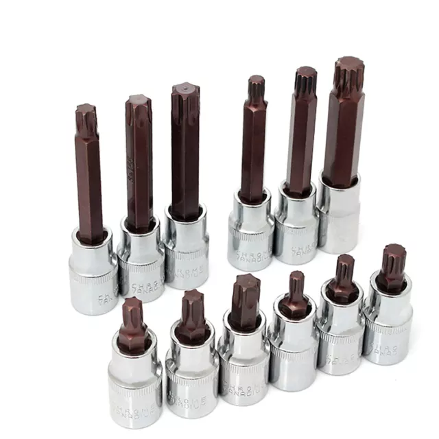 TRIPLE SQUARE 12 Point Spline Bit socket Drive 1/2" M5 M6 M8 M10 M12 ...