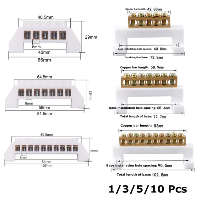 HIGH /BRIDGE ZERO Line 5 7 10 Position Copper Grounding Terminal Block ...