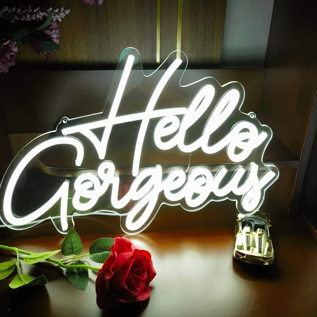HELLO GORGEOUS LED Neon Sign Wall Light– Romantic, USB, Dimmable, 43cm ...