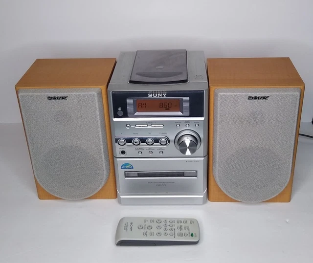 SONY HCD-NE3 MINI Hi-Fi Stereo System CD Cassette Tape AM/FM, + Remote ...