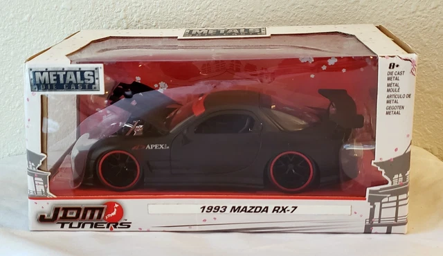 JADA TOYS JDM Tuners 1993 Black Mazda RX-7 1:24 Scale Die Cast Metal ...