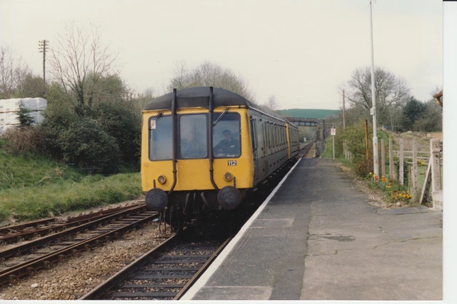 RAILWAY PHOTO DMU 55012 + 55003 @ Lapford 29/4/89 on 12:53 Barnstable ...
