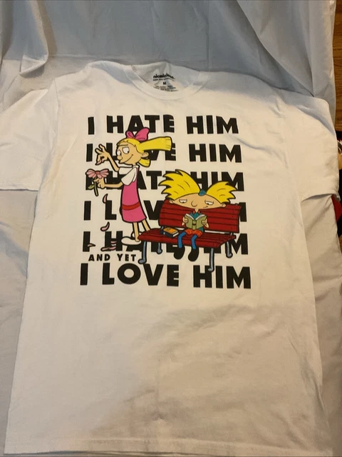 NICKELODEON HEY ARNOLD Helga I Hate Him I Love Him White T-Shirt Men’s Medium £19.47 - PicClick UK