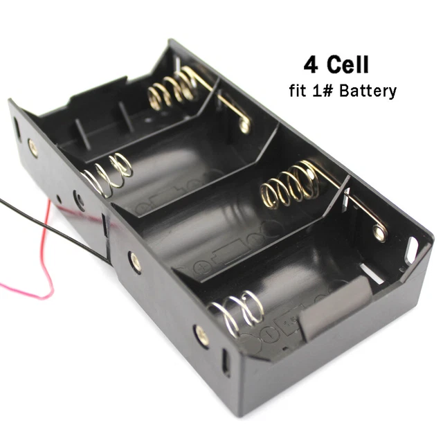 4 CELL NO.1 Battery Holder Box Case Open With Connector Wire - Black ...