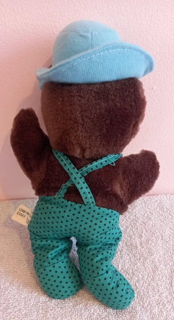 VINTAGE PMS TEDDY Bear In Green Dungarees & Blue Hat Soft Toy Plush £12 ...