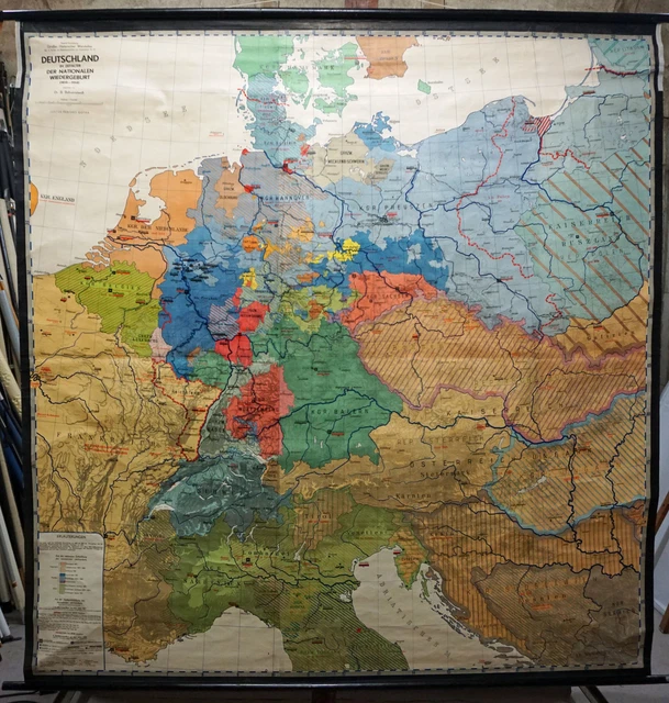 VINTAGE ROLLABLE MAP German history wall chart 1555-1648 EUR 189,60 ...