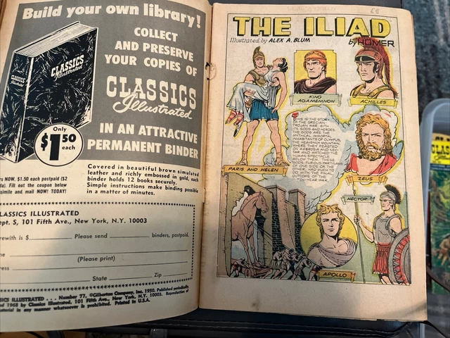 CLASSICS ILLUSTRATED ILIAD #77 Gilberton 1963 BD HRN 139 EUR 3,92 - PicClick FR