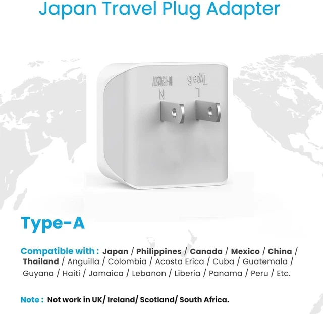 JAPAN TRAVEL ADAPTER AU to Japan Plug Type A Power Adapter 2 Pack for ...