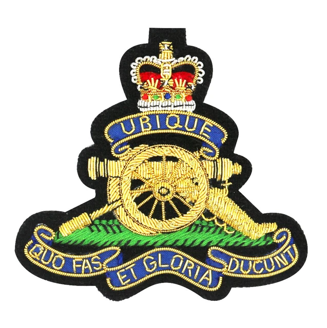 ROYAL ARTILLERY QUEEN'S Crown ER British Army Embroidered Blazer Badge ...