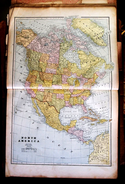 1888 OLD GEOGRAPHICAL Map:chart Of The North America.cram's Atlas Of ...